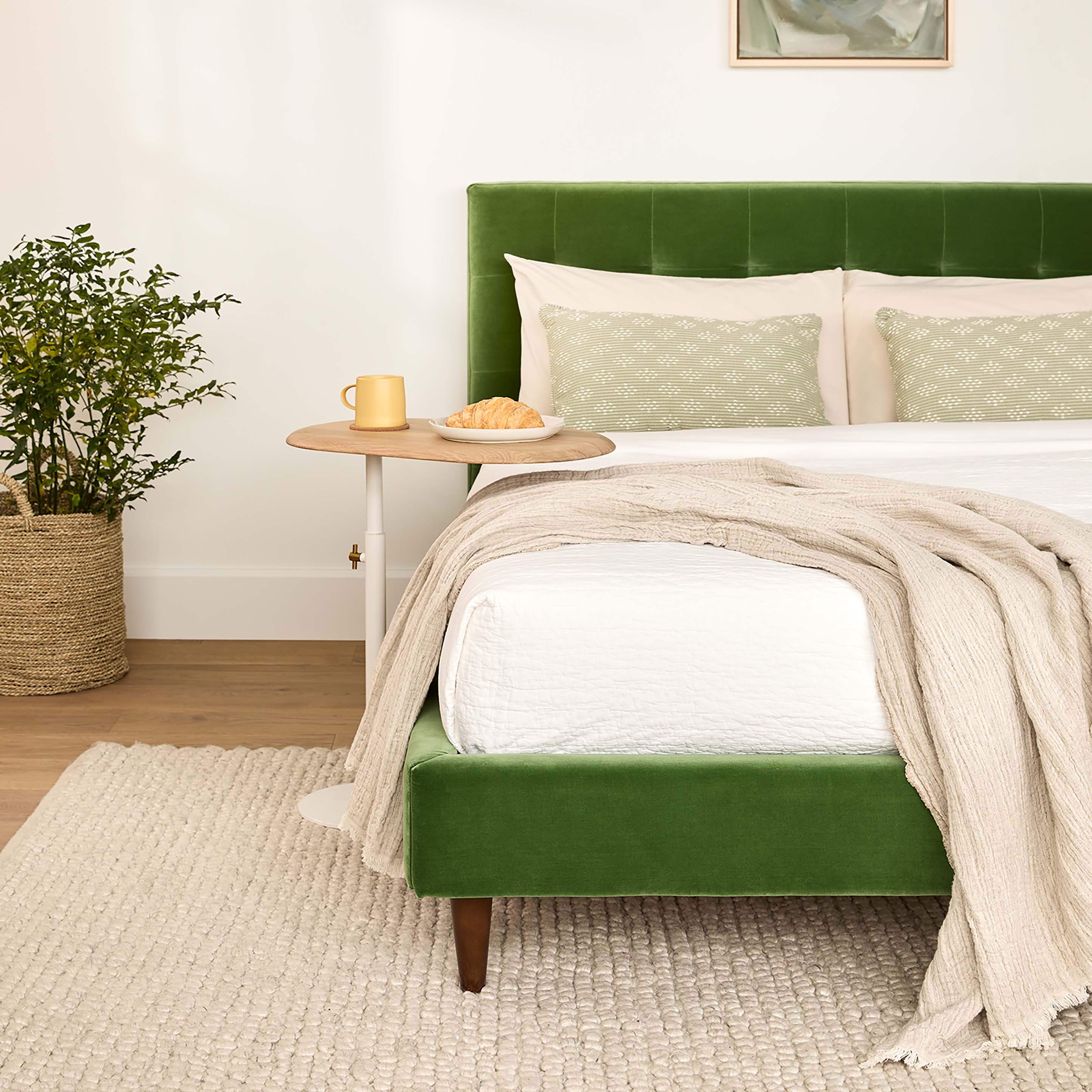 Green velvet tufted bed store