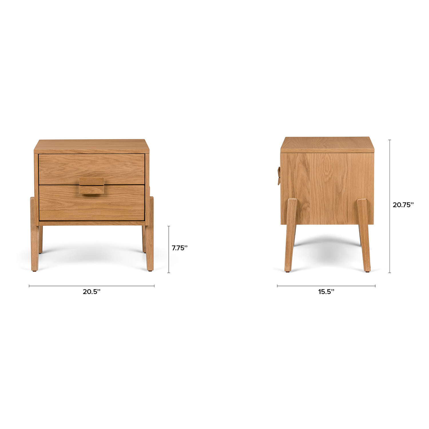 Oak 2 drawer nightstand store