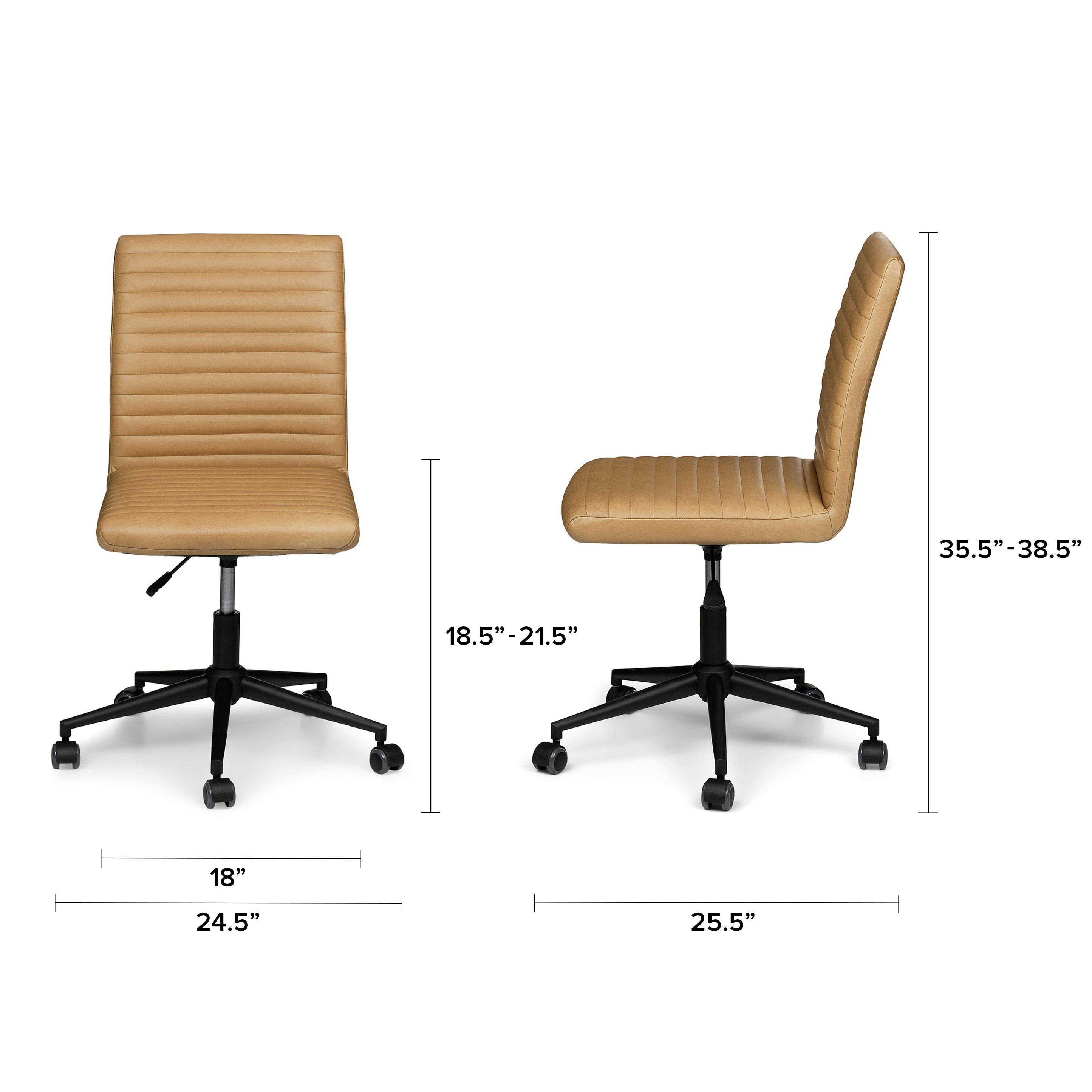 Tan Leather Office Chair Black Swivel Base Mid Century Design Article Passo Modern Furniture