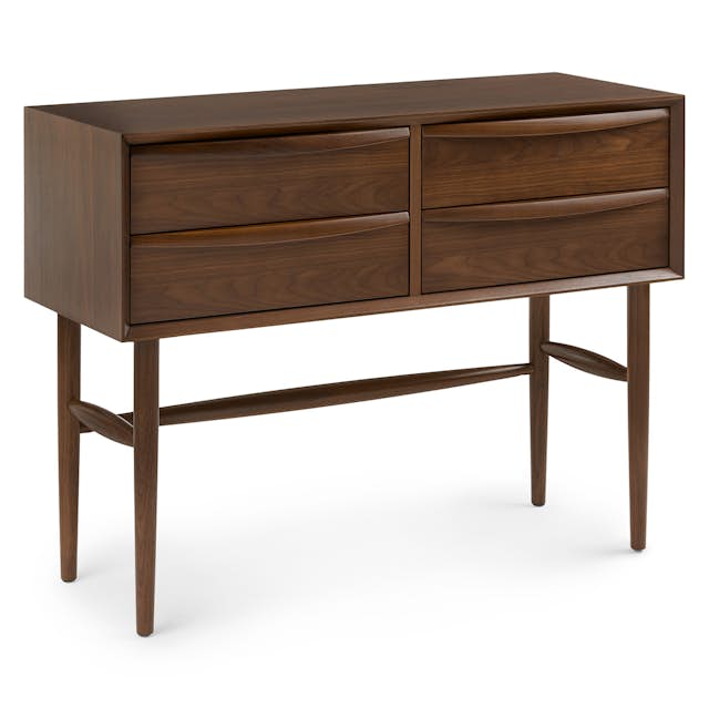 Lenia Walnut Wood Minimalist Design Console w/ 4 Drawers | Article