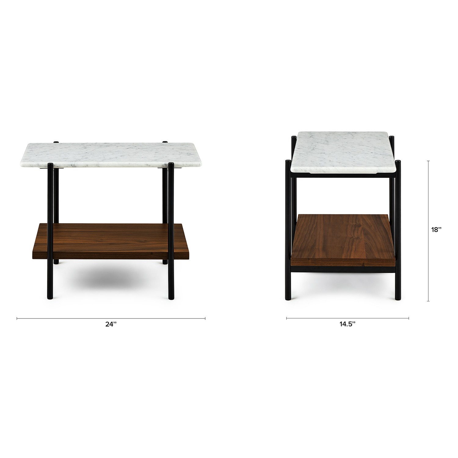 Walnut Side Table Marble Solid Wood Industrial Design Article Agotu Modern Furniture