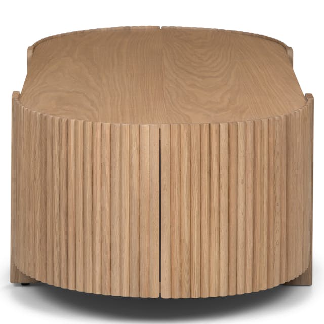Fortra Oak Wood Fluted Coffee Table with Hidden Storage | Article