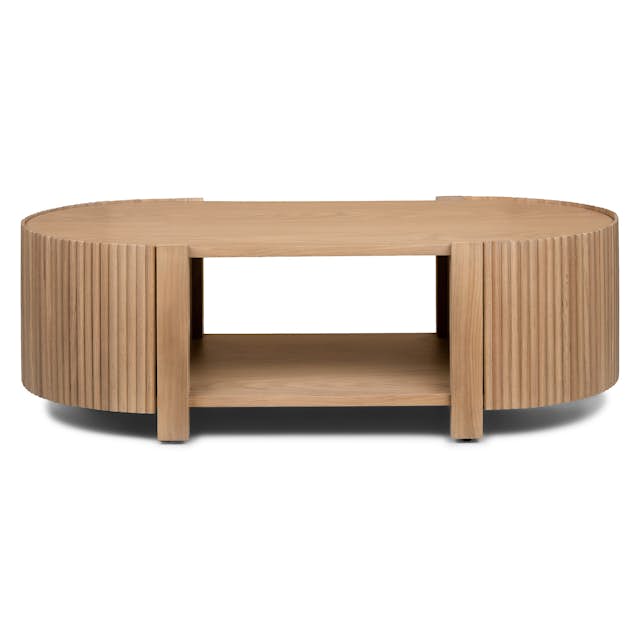Fortra Oak Wood Fluted Coffee Table with Hidden Storage | Article