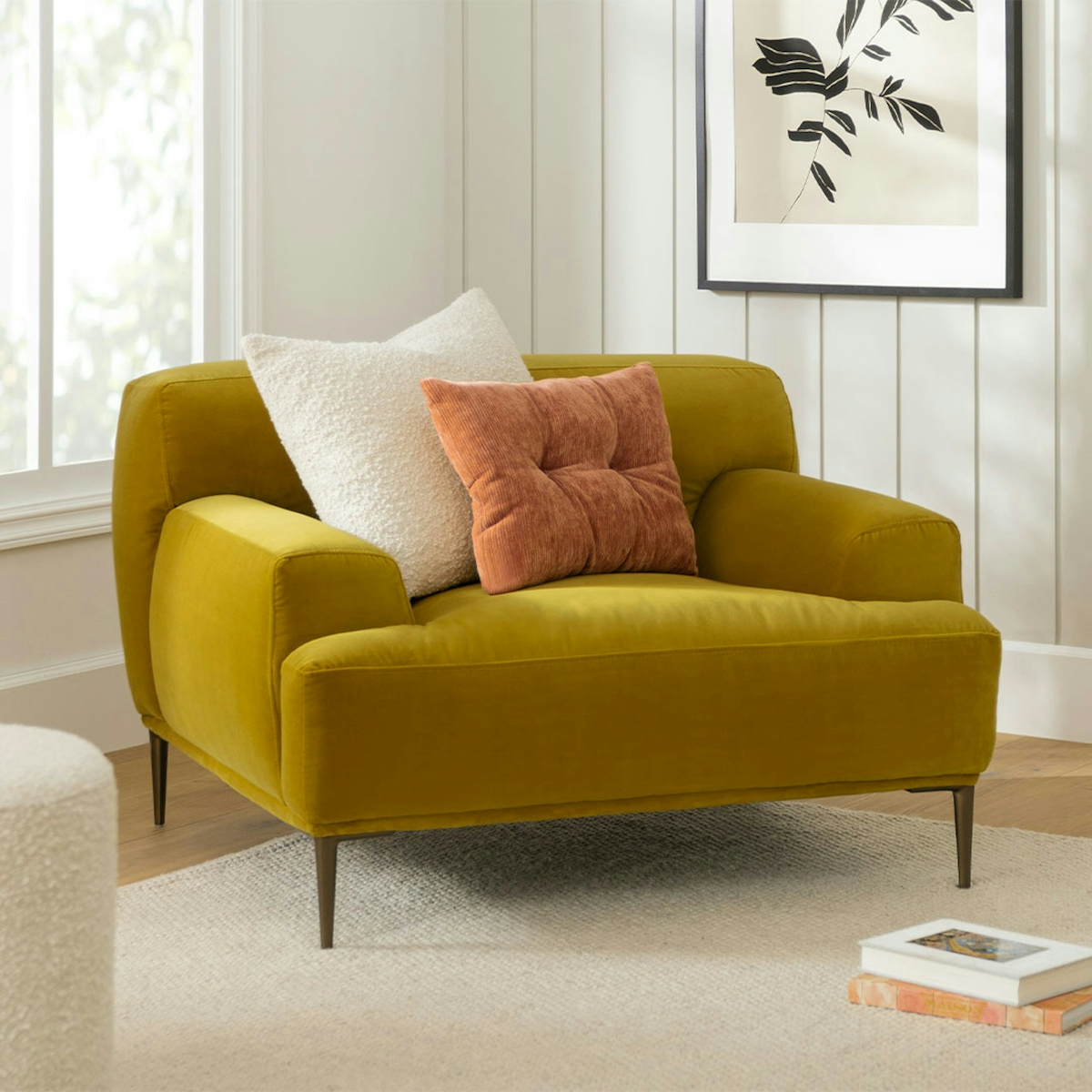 Abisko Plush Yarrow Gold Velvet & Metal Legs Lounge Chair | Article