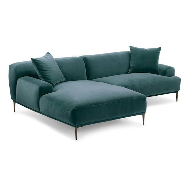 Abisko Plush Pacific Blue Velvet & Metal Legs Left Sectional | Article