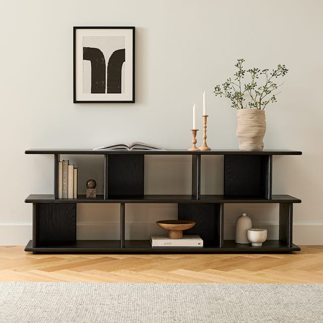 Lafora Painted American Oak Wood Bookcase w/ Open Storage | Article