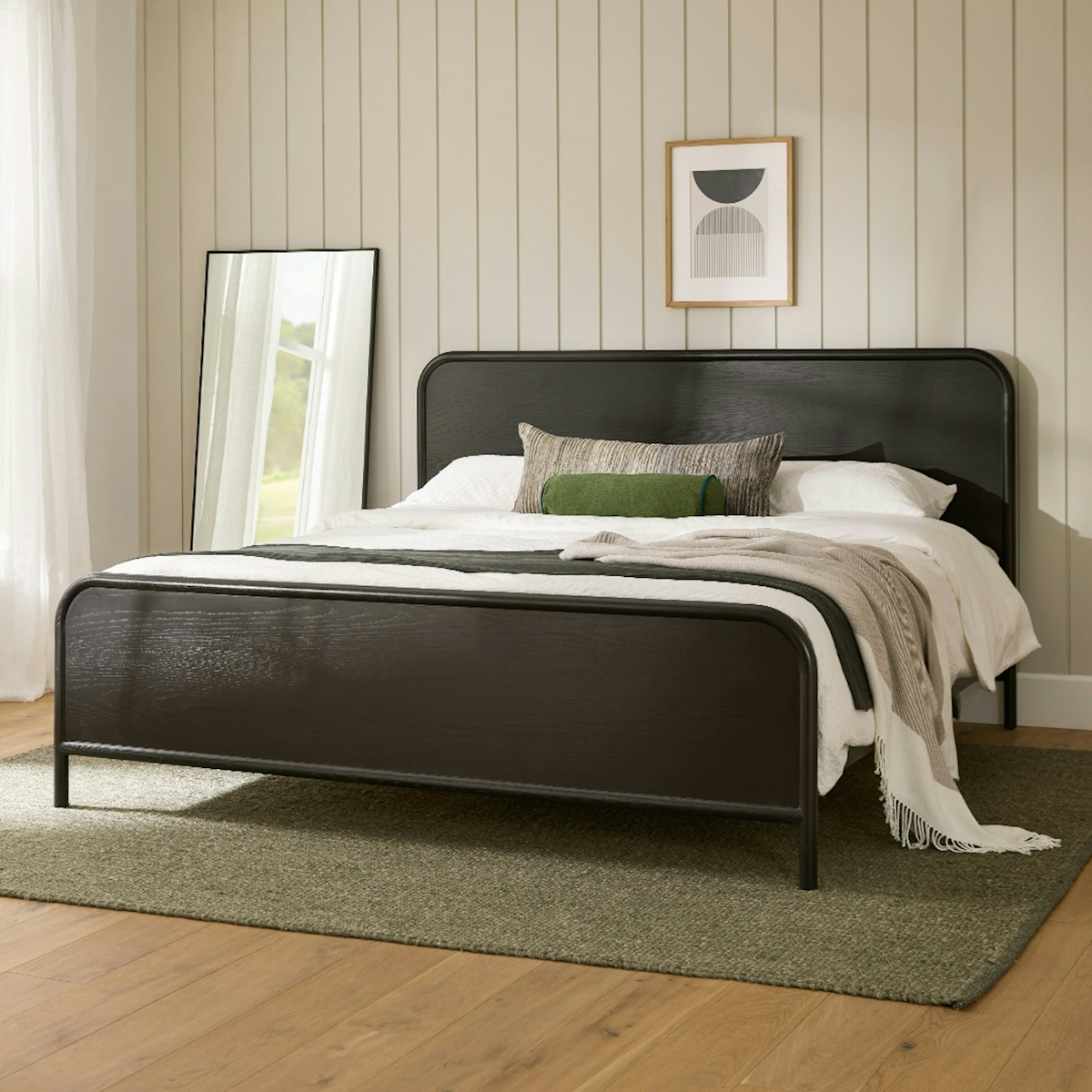 Faydra Black Ash Solid Wood King-Sized Bed w/ Headboard | Article