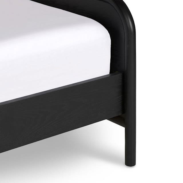 Faydra Black Ash Solid Wood King-Sized Bed w/ Headboard | Article