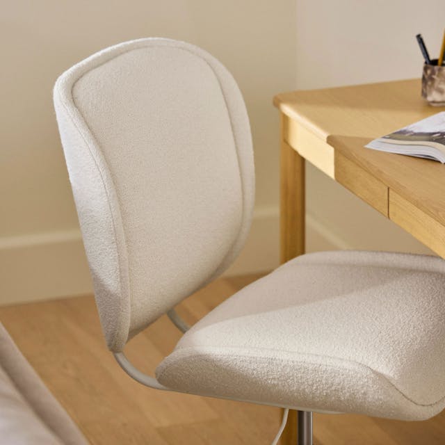 Rya Ivory Wool Bouclé Office Chair, Japandi Style | Article