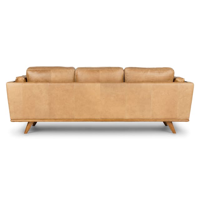 Charme Tan Timber Leather Honey Oak 3 Seater Sofa | Article