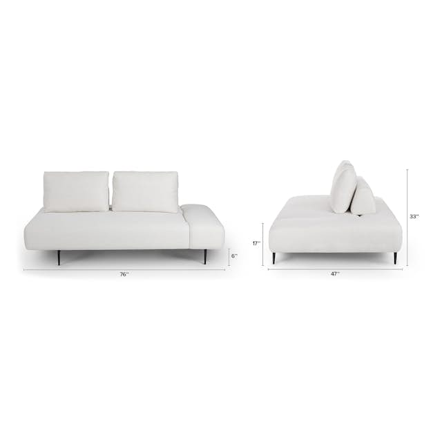 Divan Black Legs & Quartz White Fabric Chaise Lounge, Right | Article