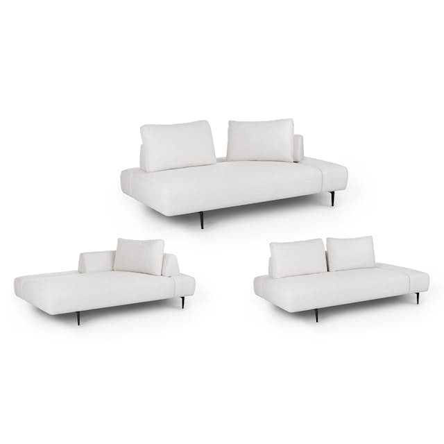 Divan Black Legs & Quartz White Fabric Chaise Lounge, Right | Article