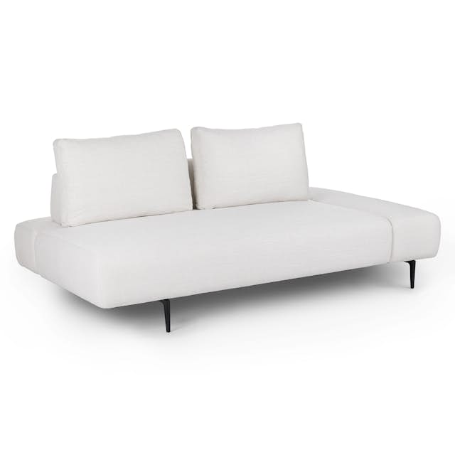 Divan Black Legs & Quartz White Fabric Chaise Lounge, Right | Article