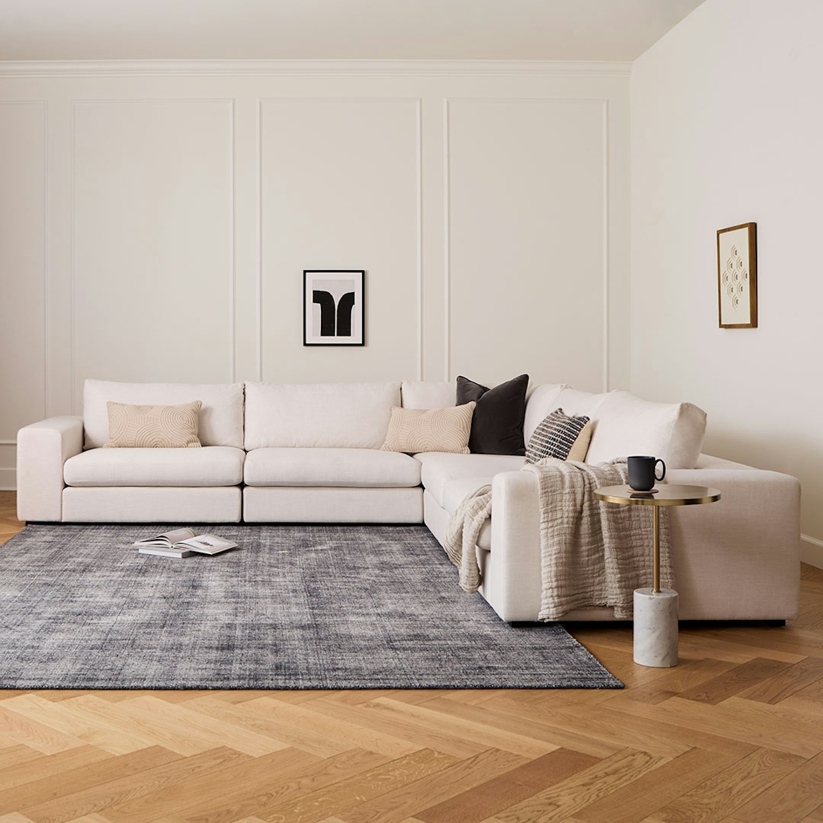 Beta Quartz White Fabric Corner Modular Sectional Sofa | Article