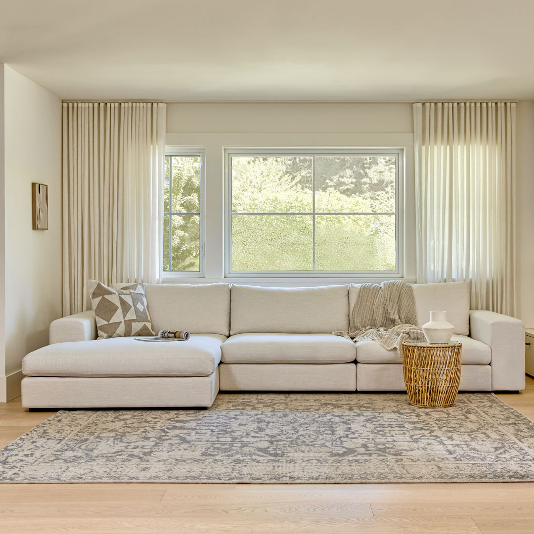 Beta Quartz White Fabric Left Modular Chaise Sectional | Article