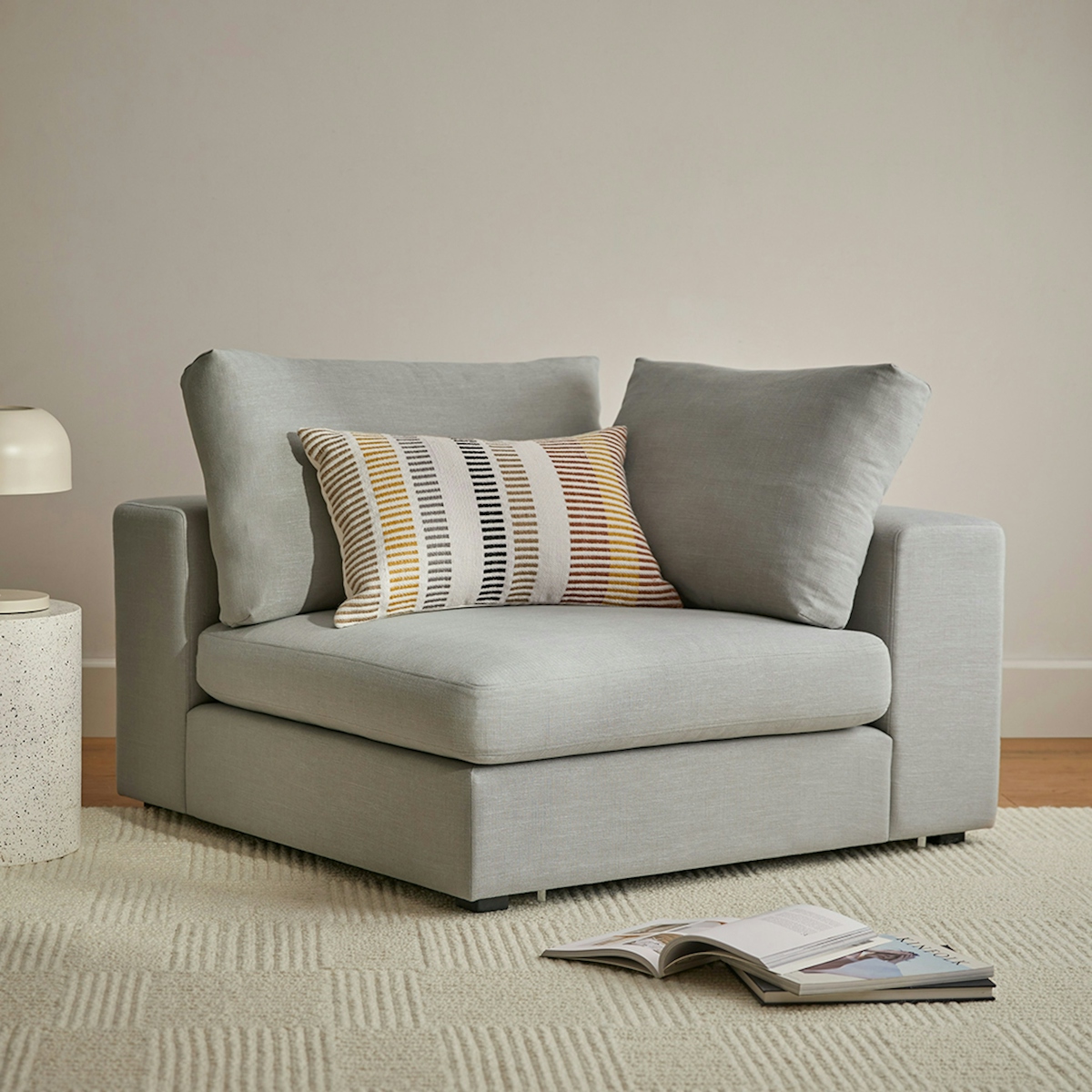 Beta Welsh Gray Fabric Modular Sofa Module, Corner | Article