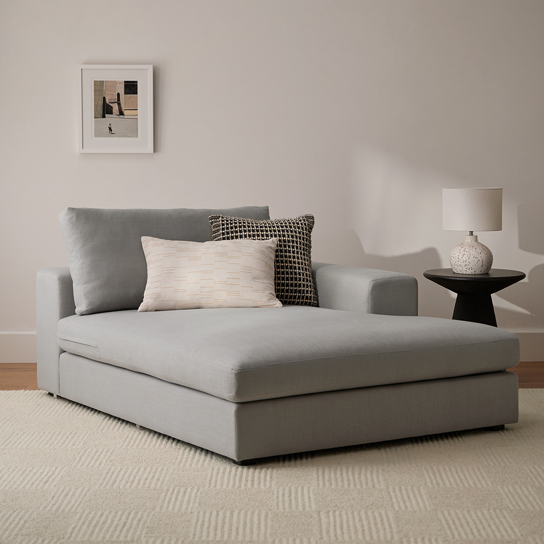 Beta Welsh Gray Fabric Modular Sofa Module, Right Chaise | Article