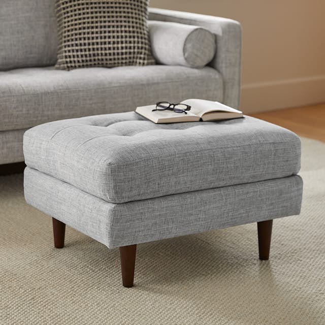 Sven Stone Gray Tufted Ottoman | Article