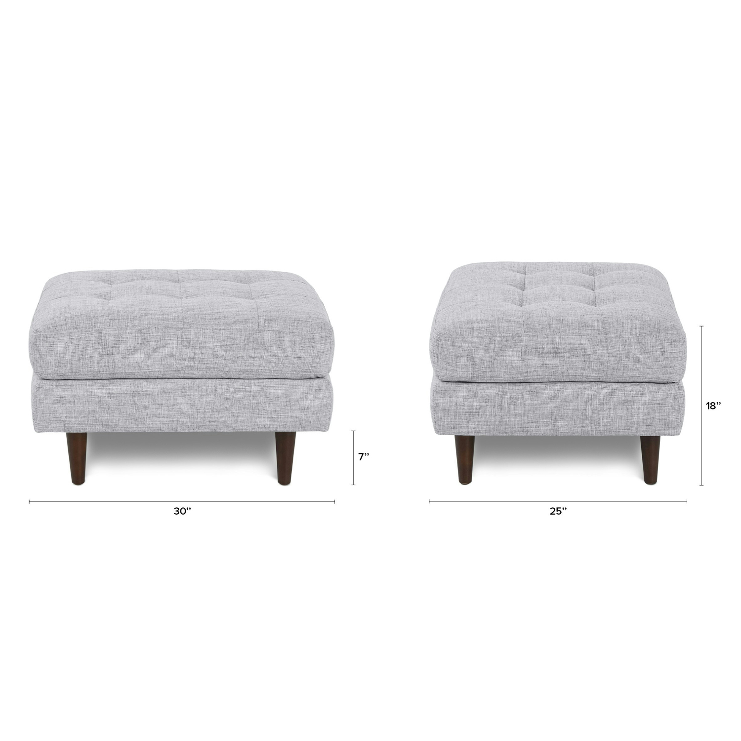 Tufted Gray Fabric Ottoman Walnut Legs Article Sven Modern Furniture