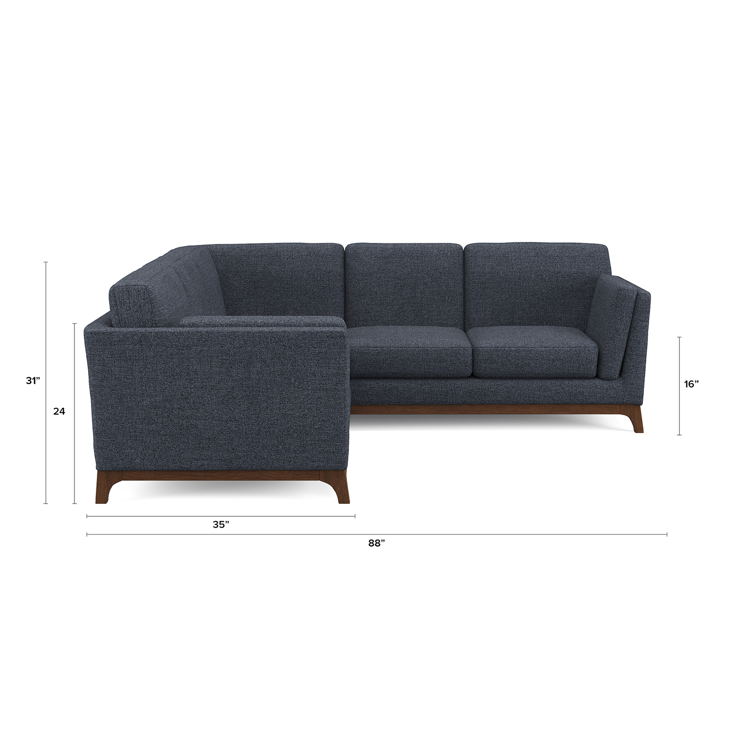 Blue Corner Sectional Solid Wood Legs Article Ceni Modern Furniture