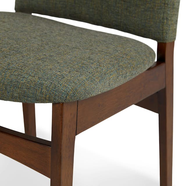 Set of 2 Nosh Walnut & Hemlock Green Fabric Dining Chair | Article