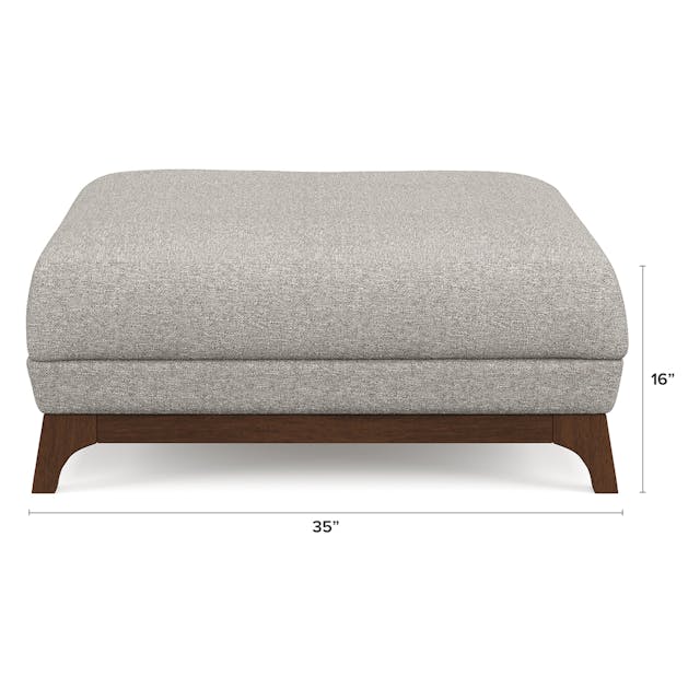 Ceni Walnut & Quarry Gray Fabric Ottoman | Article