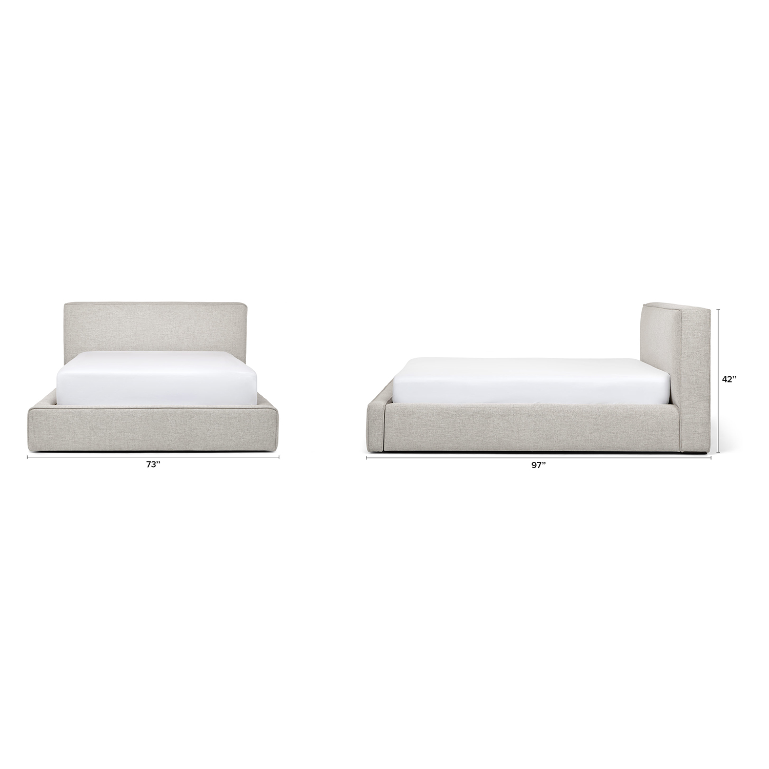 Ivory Fabric Queen Storage Bed Wooden Frame Industrial Design Article Modern Furniture