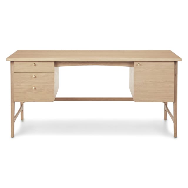 Krossa White Oak Executive Computer Desk w/ Drawers & Cabinet | Article