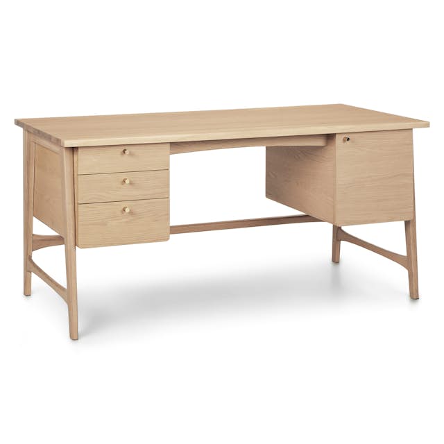 Krossa White Oak Executive Computer Desk w/ Drawers & Cabinet | Article