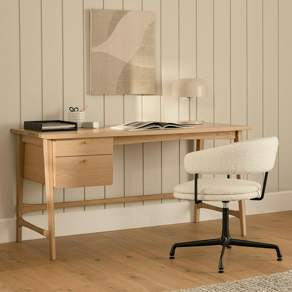 Krossa White Oak Computer Desk w/ Drawers | Article
