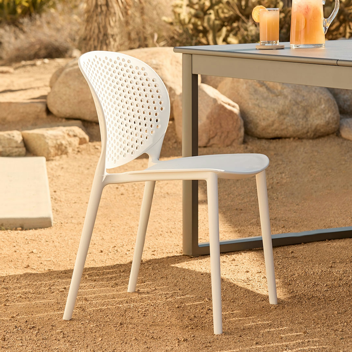 Dot White Stackable Outdoor Dining Chair | Article