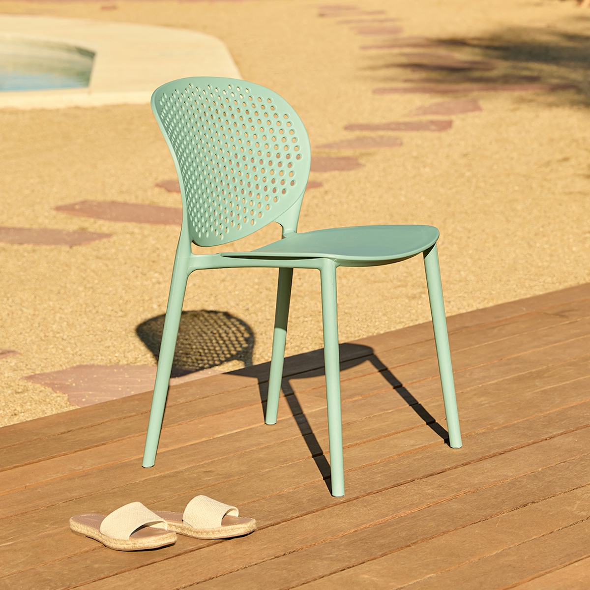 Dot Malibu Aqua Stackable Outdoor Dining Chair | Article