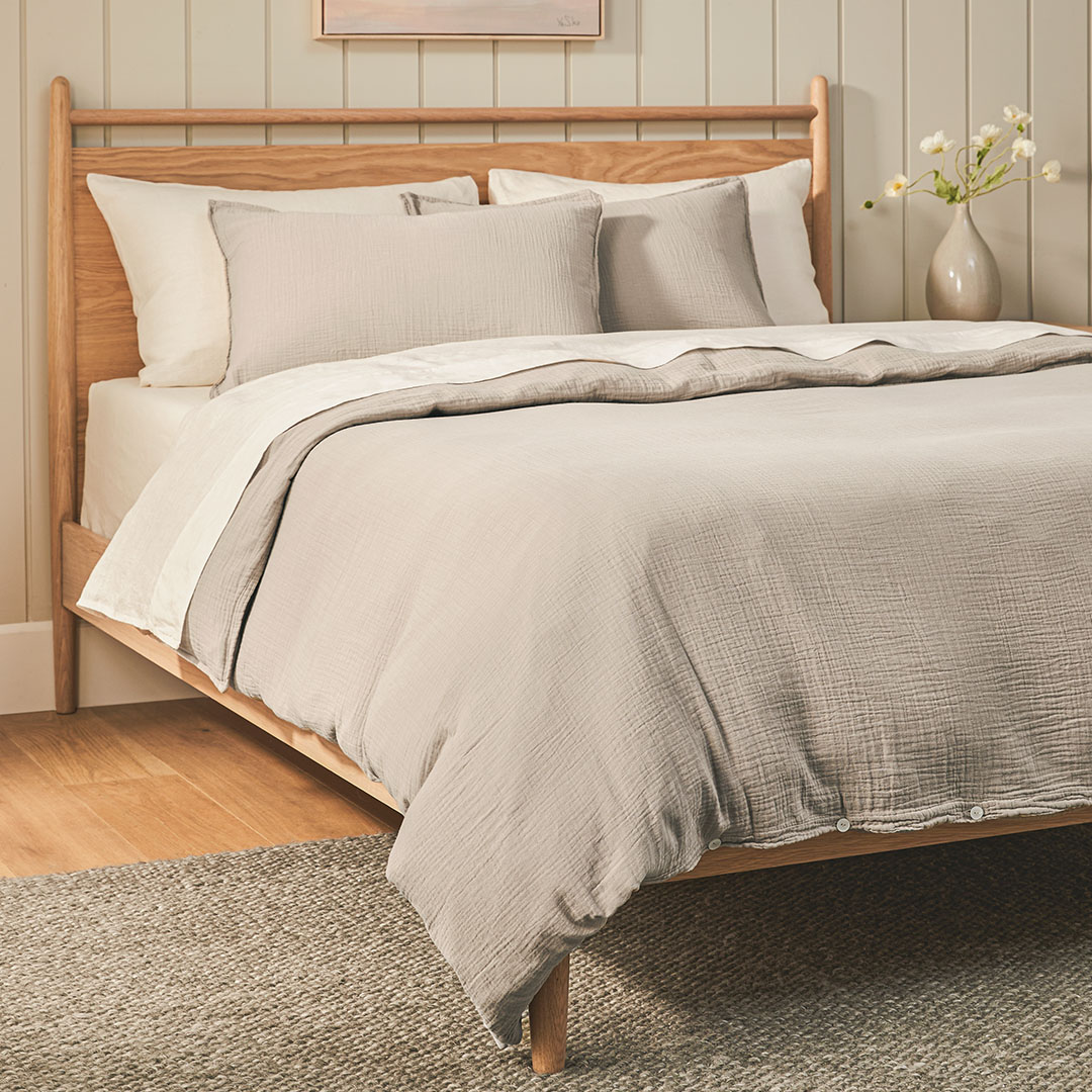 Gauze Cotton Taupe Queen Duvet Cover | Leni Collection | Article