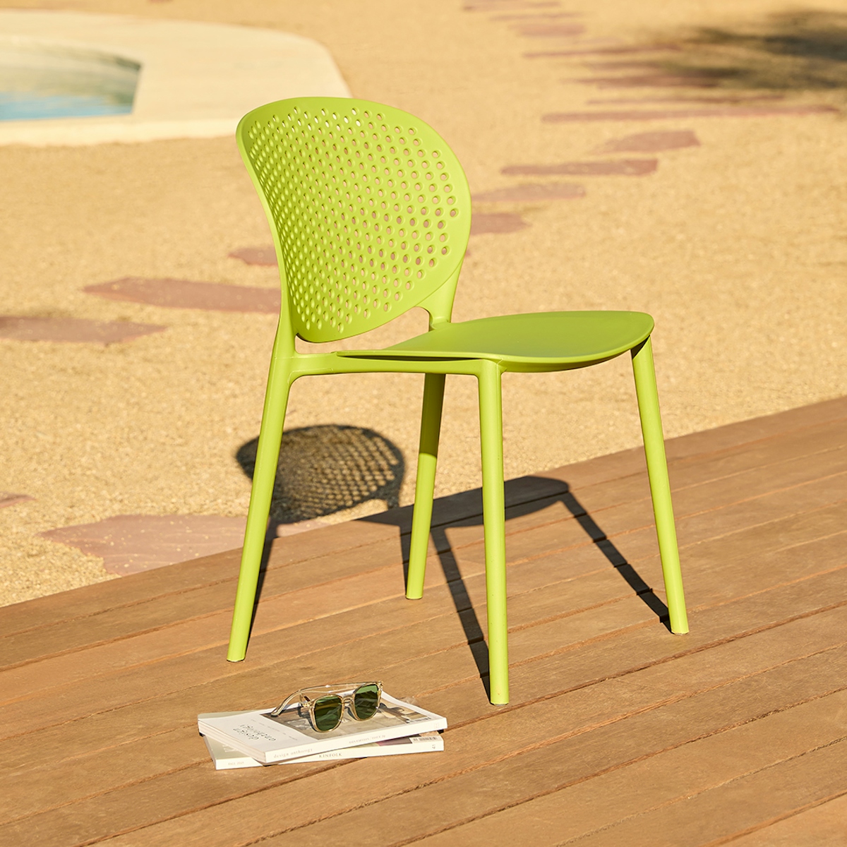 Dot Citrus Green Stackable Outdoor Dining Chair | Article