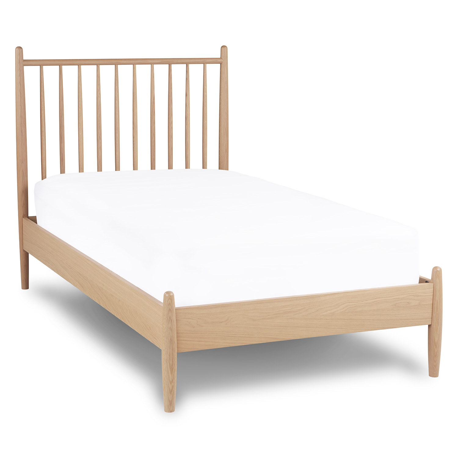 White Oak Twin size Bed w Spindle Headboard Wood Mid Century Modern Design Article Lenia Modern Bedroom Furniture