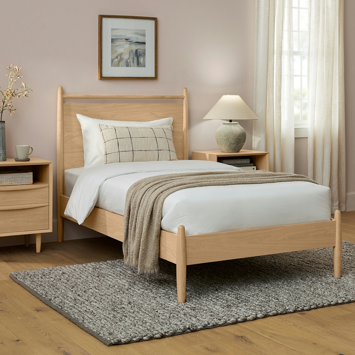 White Oak Twin Bed w/ Panel Headboard | Lenia Collection | Article