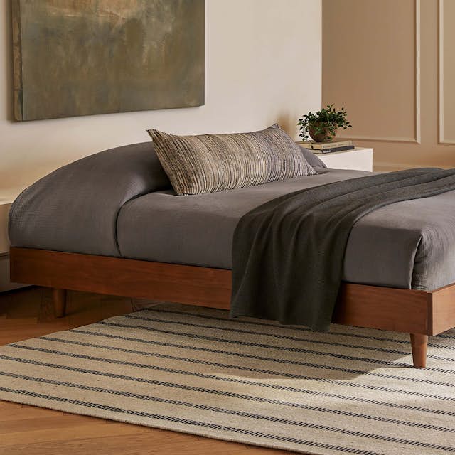 Walnut Wood Full/Double-Sized Platform Bed Frame | Basi Collection ...