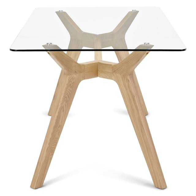 Emmer Solid Oak Wood & Glass Rectangular Dining Table for 6 | Article