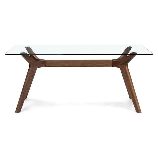Emmer Solid Walnut Wood & Glass Rectangular Dining Table for 6 | Article