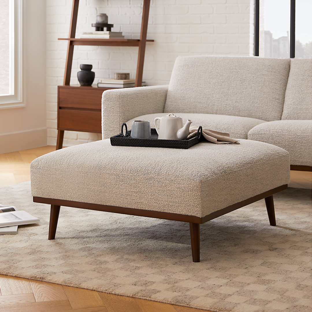 Rhett Pepper Ivory Ottoman | Article