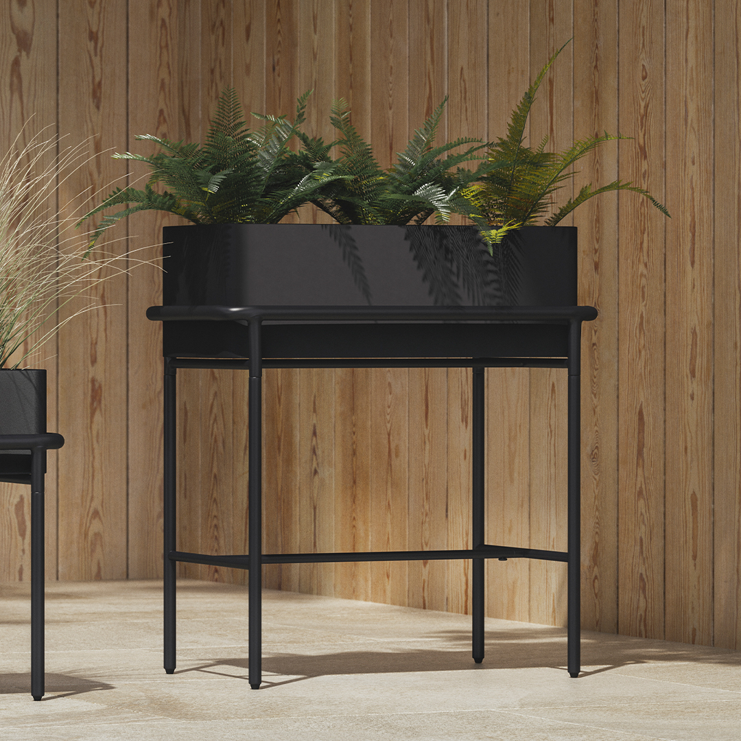 Marais Black Rectangular Tall Outdoor Planter Article