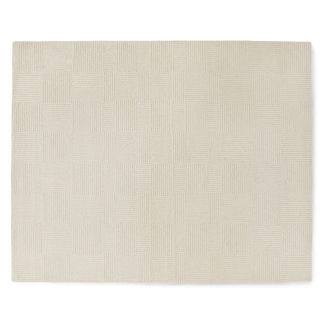 Clyde Ivory Textured Wool Rug, 8' x 10', Grid Pattern | Article