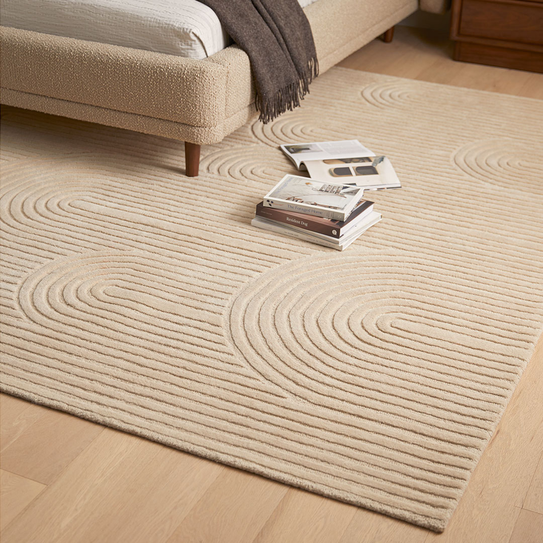 Cream wool rug store