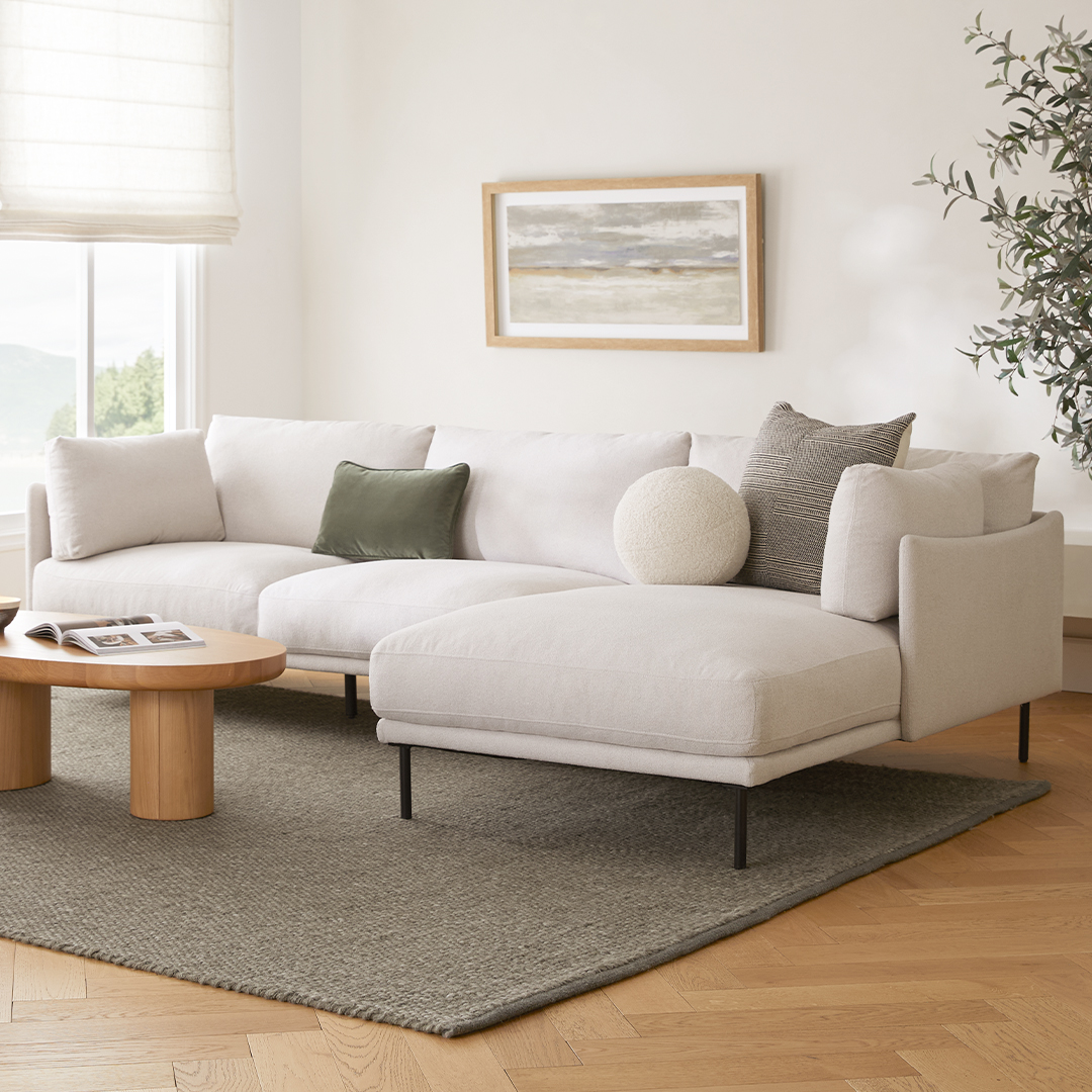 Olsen Ratine Ivory Fabric Right Chaise Sectional | Article