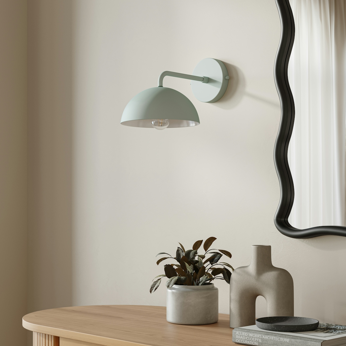 Gemma Green Metal Semi Circle Arch Adjustable Sconce | Article