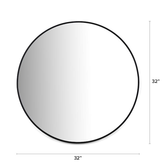 Round 32" Black Metal Wall Mirror | Mansfield Collection | Article