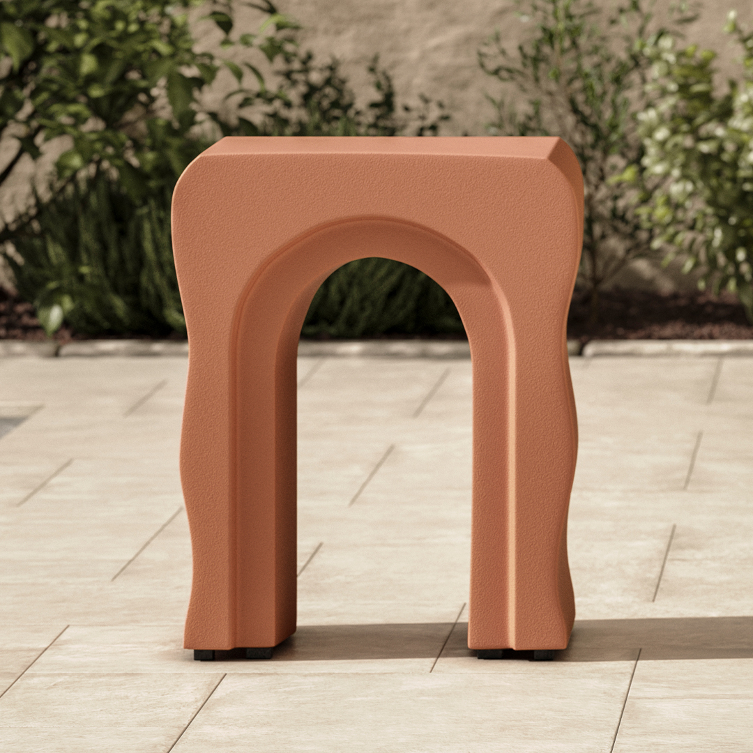 Bixby Ochre Brown Arched Concrete Outdoor Side Table | Article