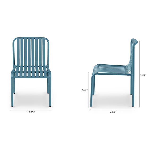 Sarek Peacock Blue Outdoor Stackable Metal Dining Chair | Article