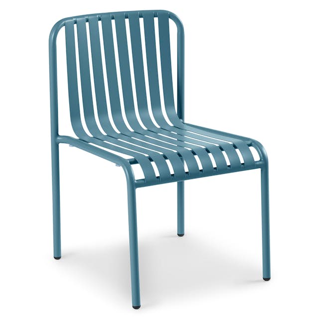 Sarek Peacock Blue Outdoor Stackable Metal Dining Chair | Article