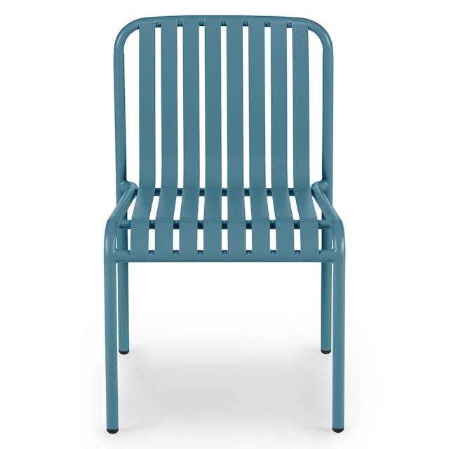 Sarek Peacock Blue Outdoor Stackable Metal Dining Chair | Article